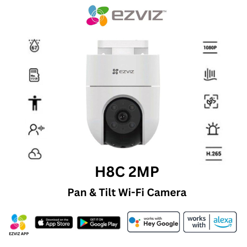 CCTV EZVIZ Outdoor Pan & Tilt Wi-fi Camera All-around Protection with Enhanced Performance (H8C ...