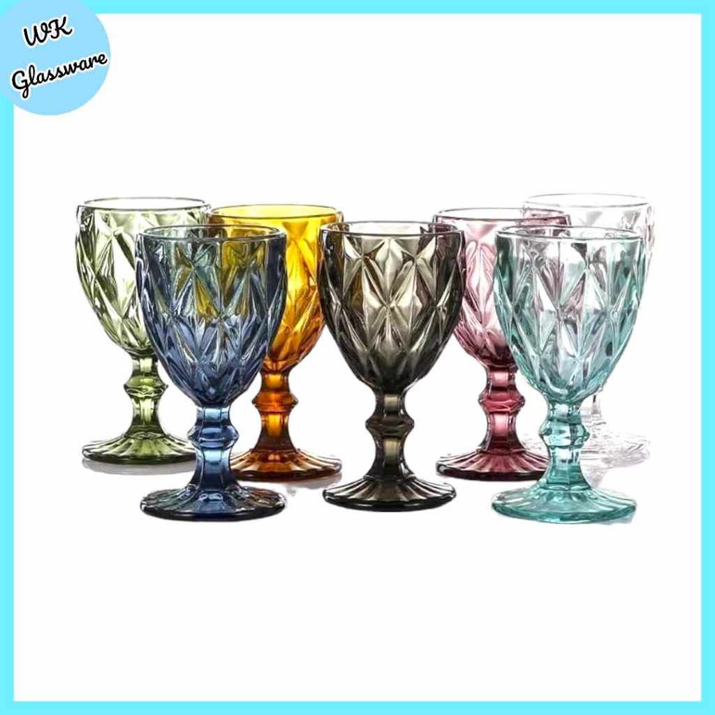 1piece Diamond Cut Goblet Water Glass Crystal Wine Glass Glassware ...