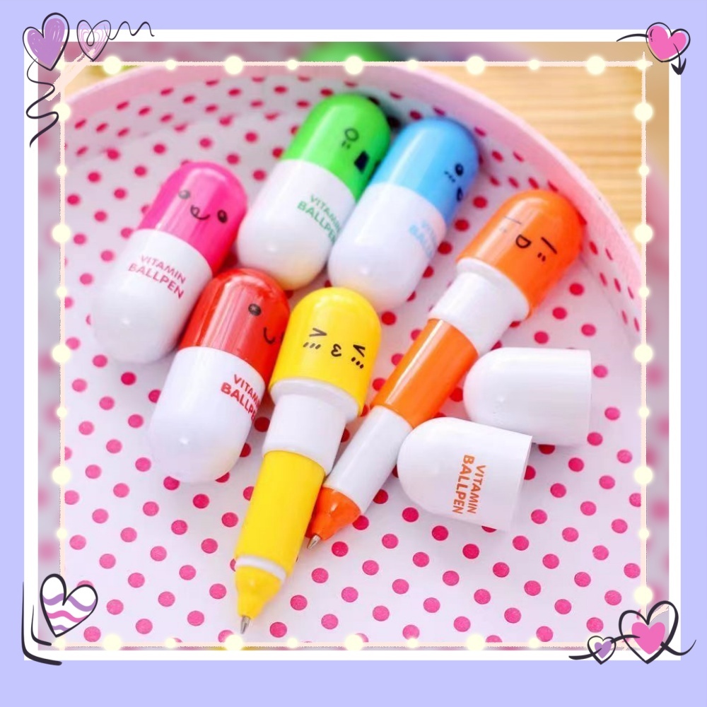 Creative Cute Capsule Shaped Retractable Ballpoint Pen School Office ...