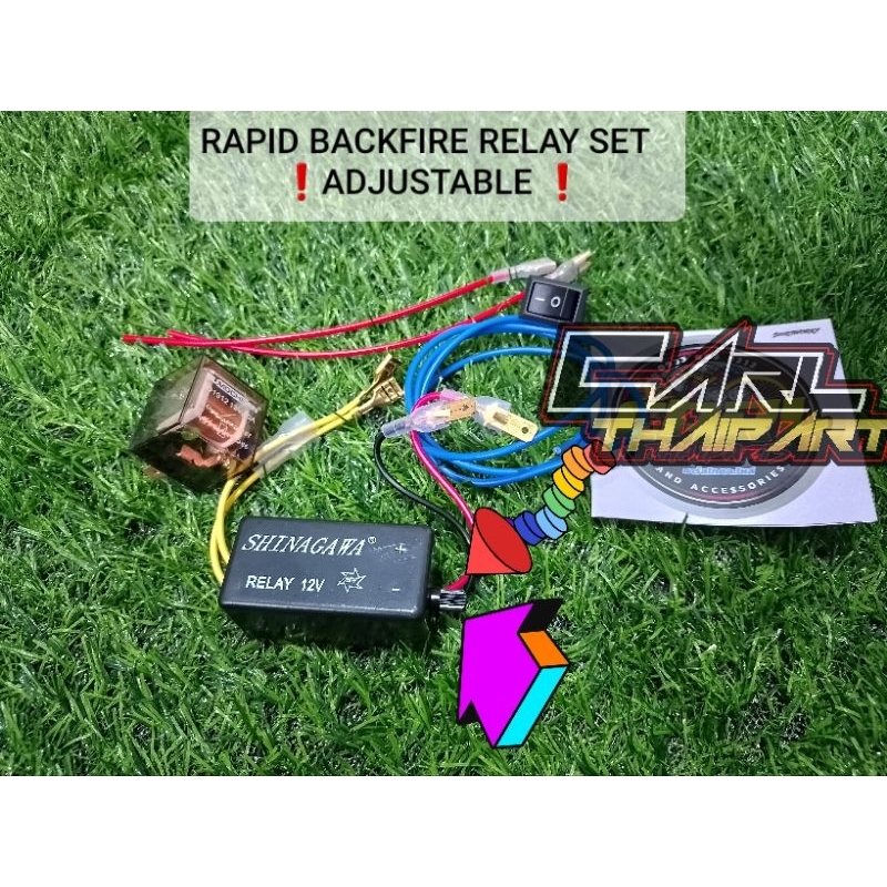 RAPID BACKFIRE ADJUSTABLE RELAY SET AND SWITCH FOR ALL MOTORCYCLE ...