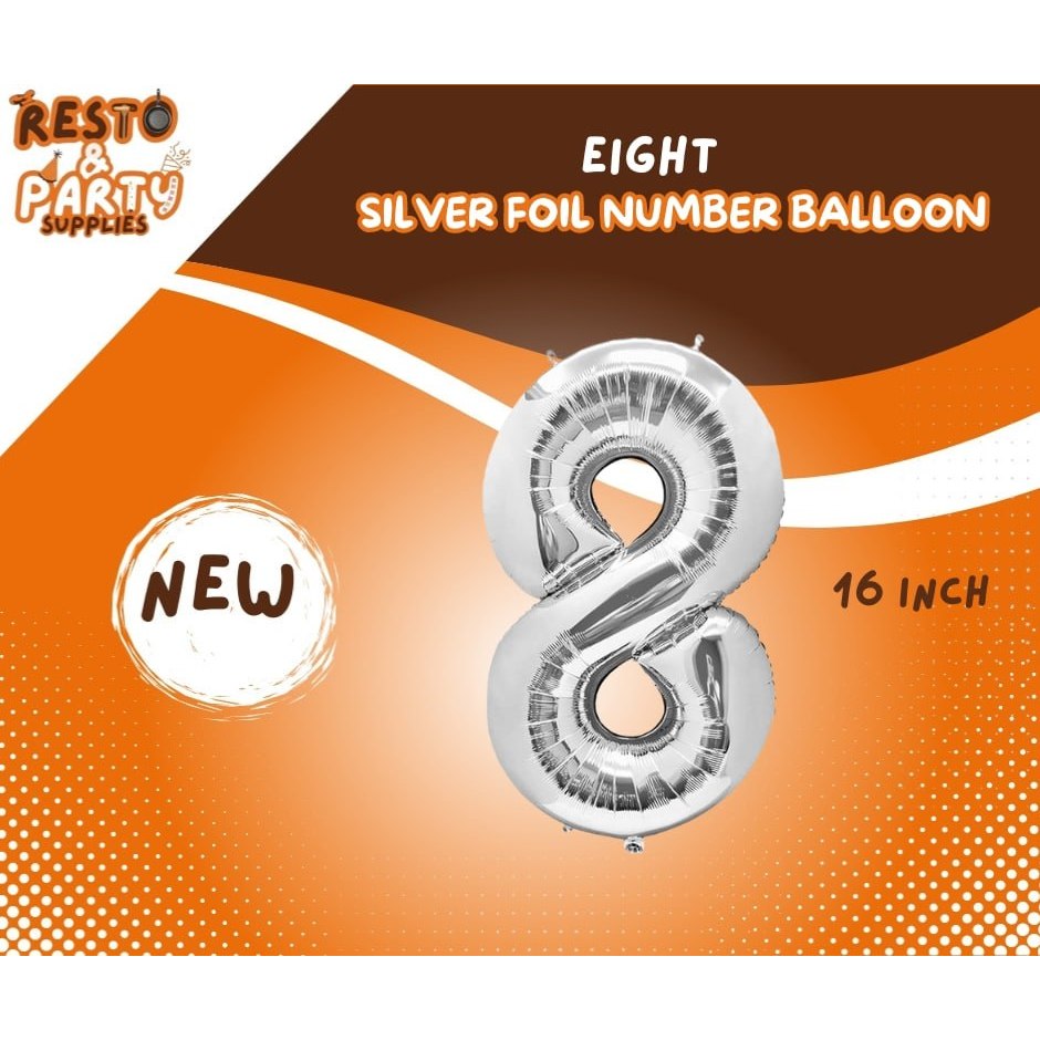 Silver Number Foil Balloon - 8 (16") | Shopee Philippines