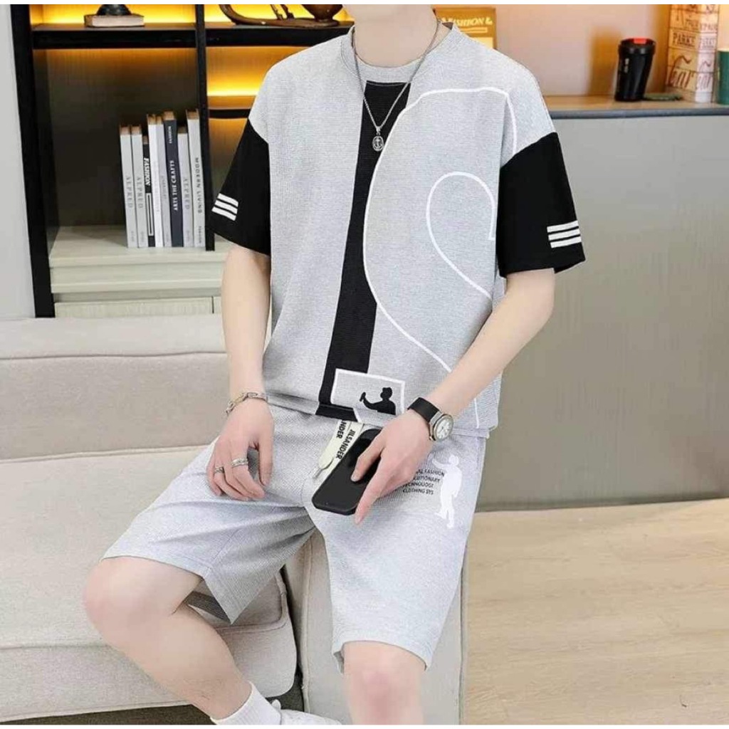 New Unisex Terno Korean Terno shorts T-shirt Menswear set casual terno ...