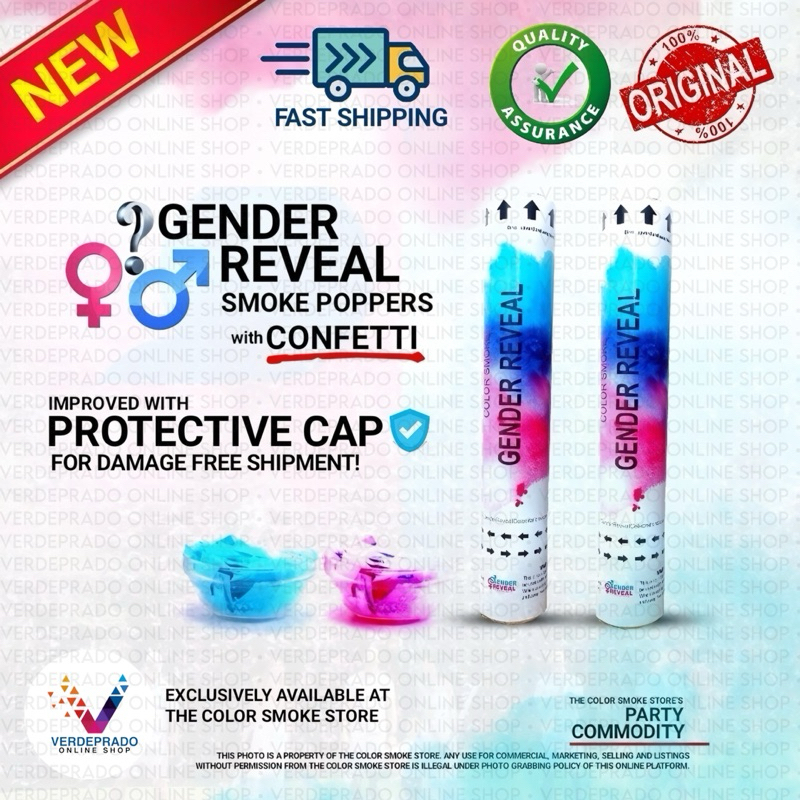 Gender Reveal Color Powder with Confetti High Quality Party Poppers ...