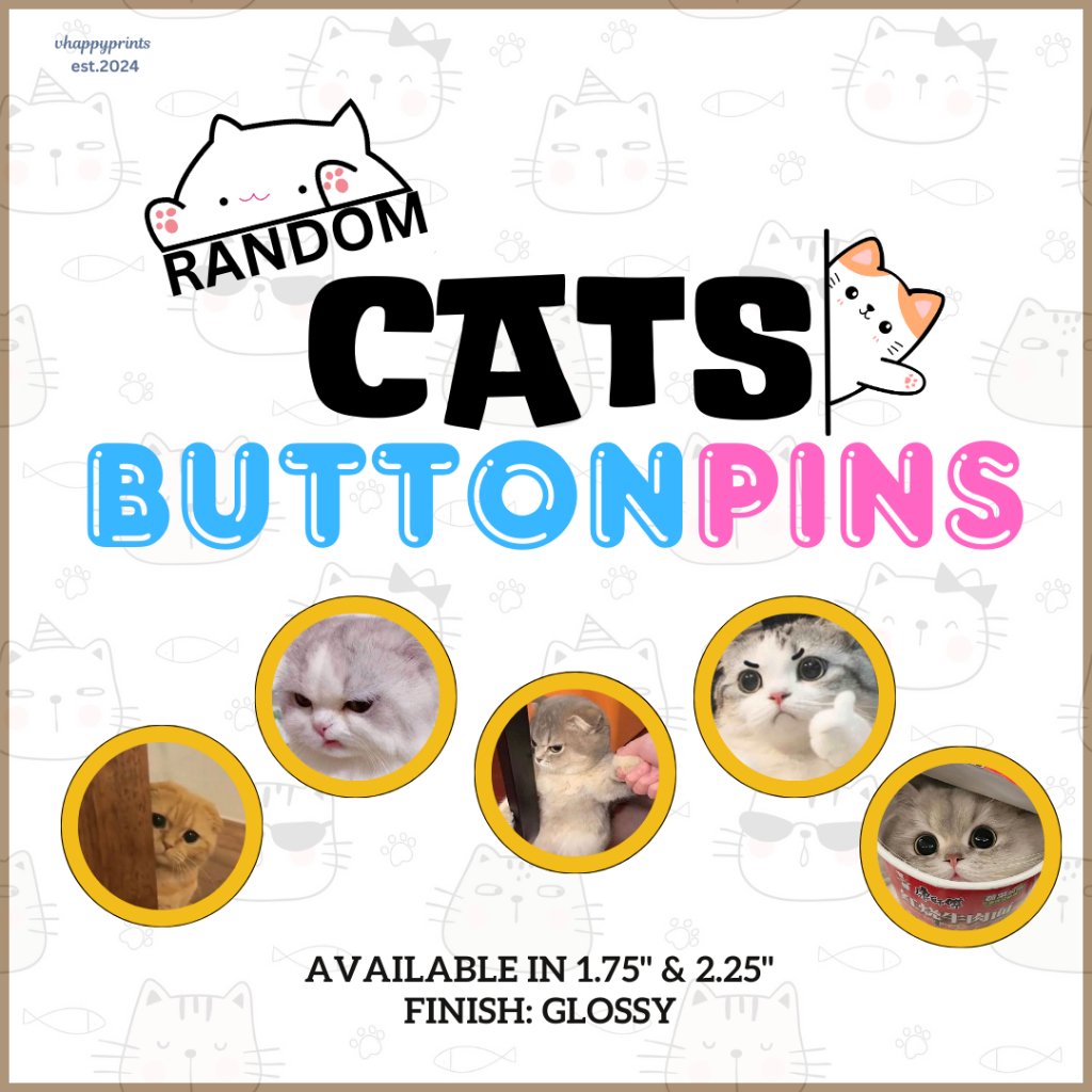 PIN BADGE Random Cute Funny CATS Button Pin | Shopee Philippines