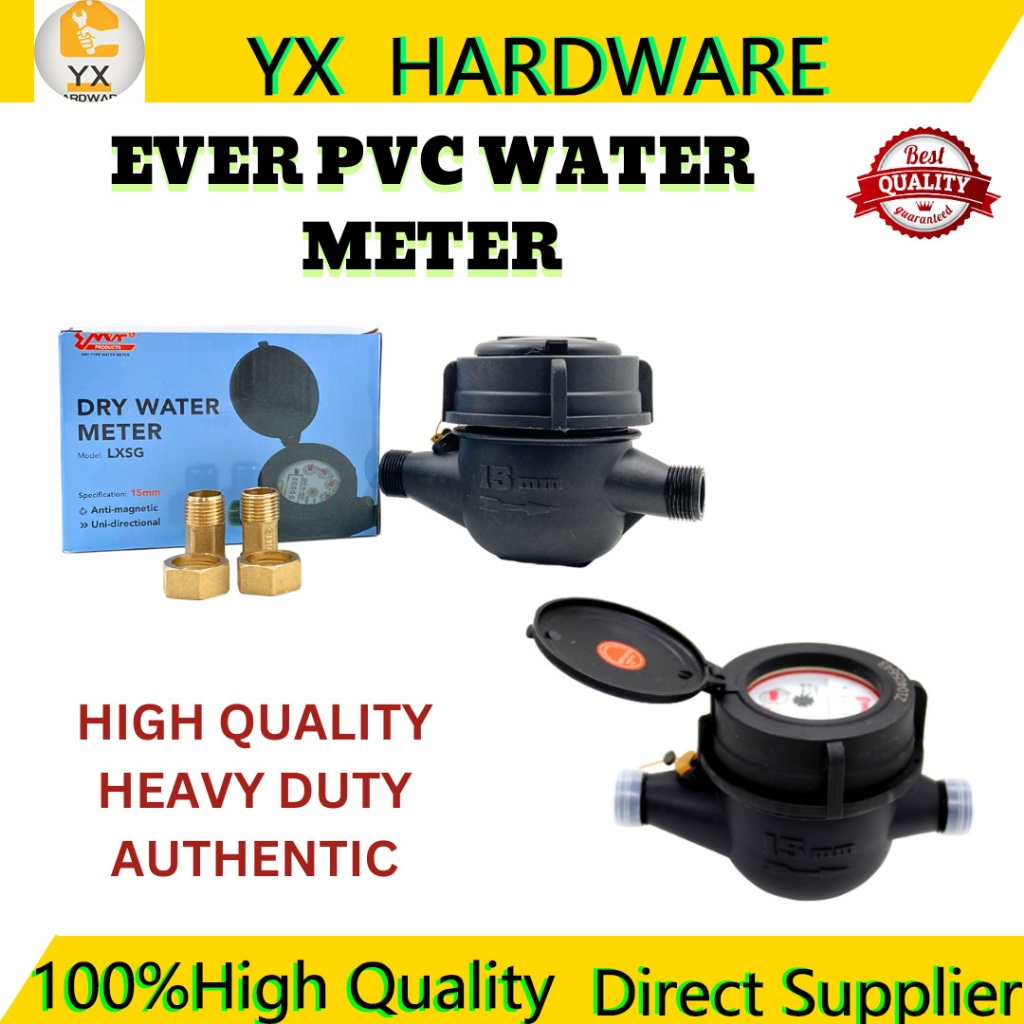 Original PVC Water Meter 15mm Heavy Duty Dry Type Sub Meter Brass Multi ...