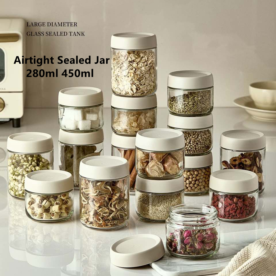 VISHINE Set Of Sealed Glass Jars Snack Storage Jars Condiments Jars ...
