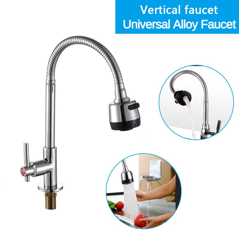 Kitchen Faucet Stainless Vertical Type 360° Flexible Rotate Sink Faucet ...