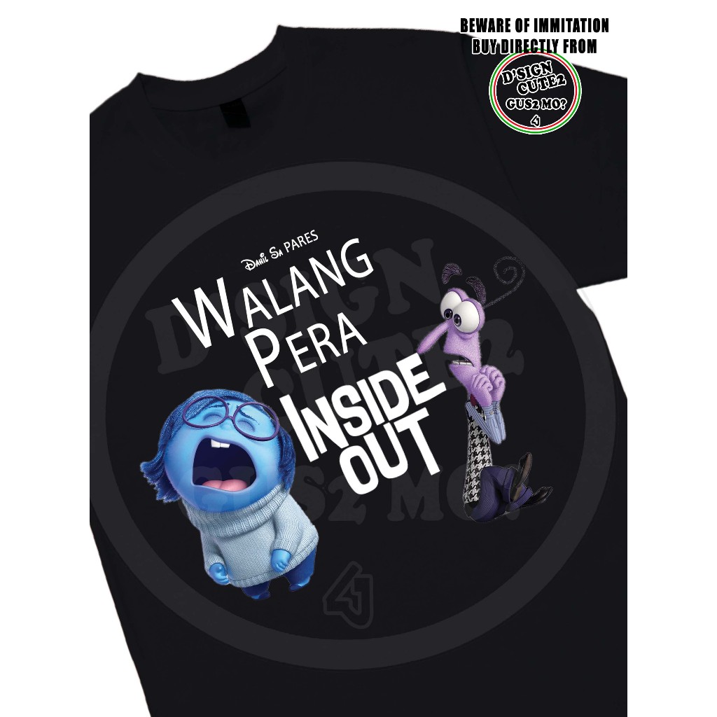 SPOOF FUNNY UNISEX T-SHIRTS DESIGN JOKE WALANG PERA INSIDE OUT CARTOON ...