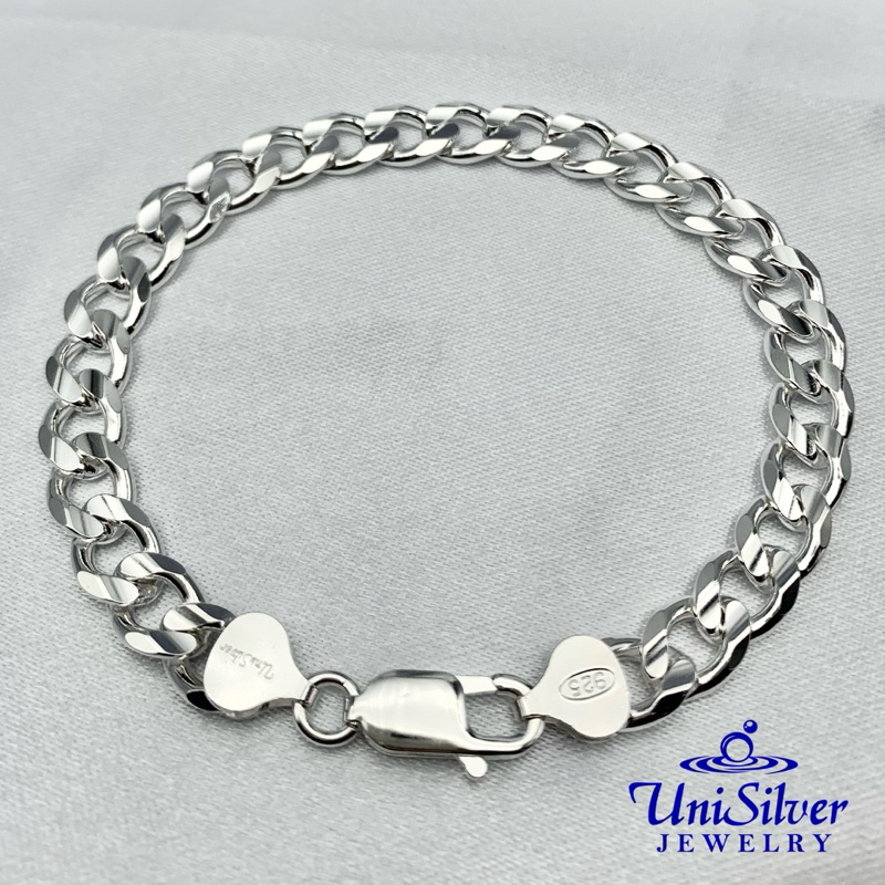 Unisilver 925 Sterling 8mm Concave Chain Men's Bracelet MBL37-031080 ...