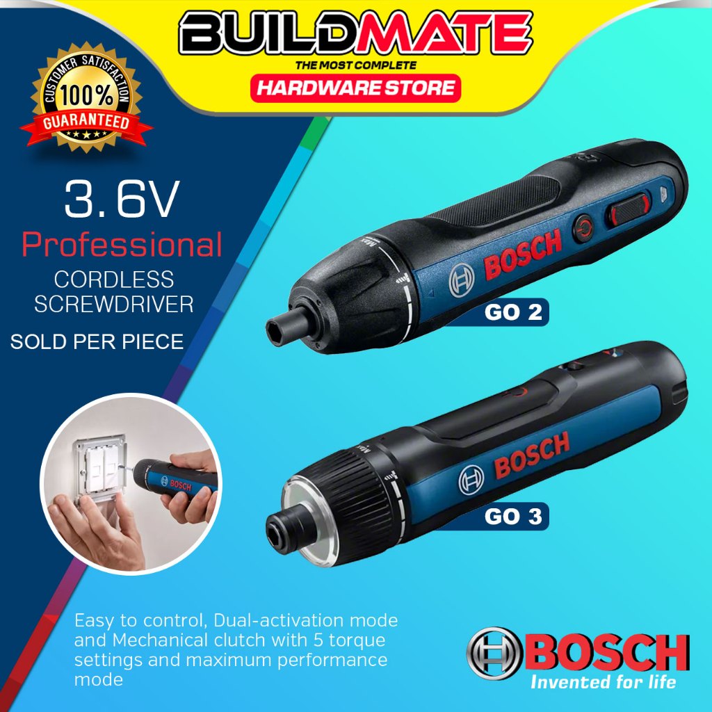 BUILDMATE Bosch 3.6V Lithium-Ion Cordless Screwdriver GO 2 / GO 3 with ...