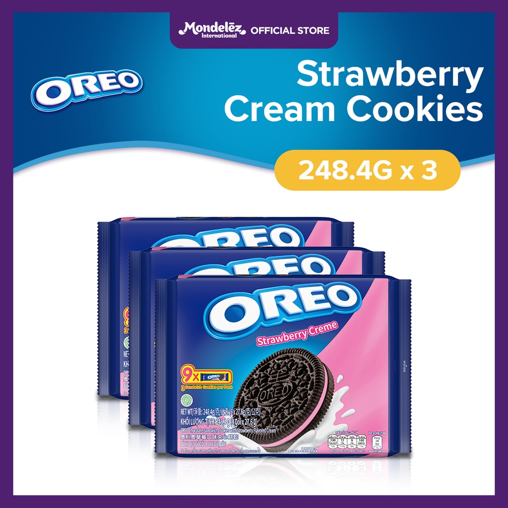 Oreo Multipack - Strawberry Flavor 248.4g Sandwich Cookie Snack with ...