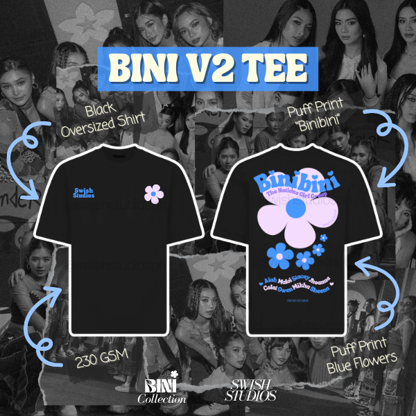BINI V2 Tee - Black Shirt (Purple and Blue Print) - Swish Studios PH ...