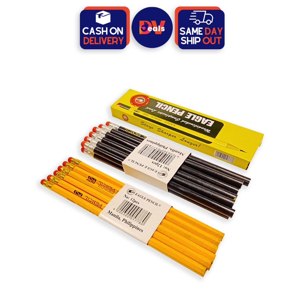 DVDEALS Pencil Lapis 12pcs Yellow Pencil No.2 Jumbo Black Pencils Lapis ...