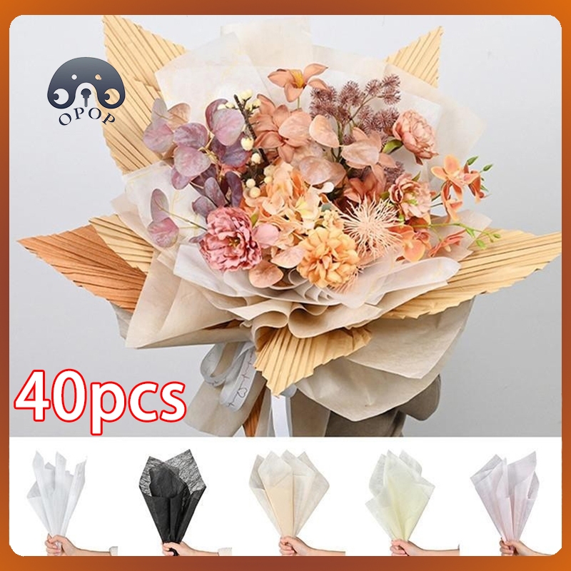 40Pcs Floral Wrap Paper Solid Color Packaging Wrap Diy Creativity ...