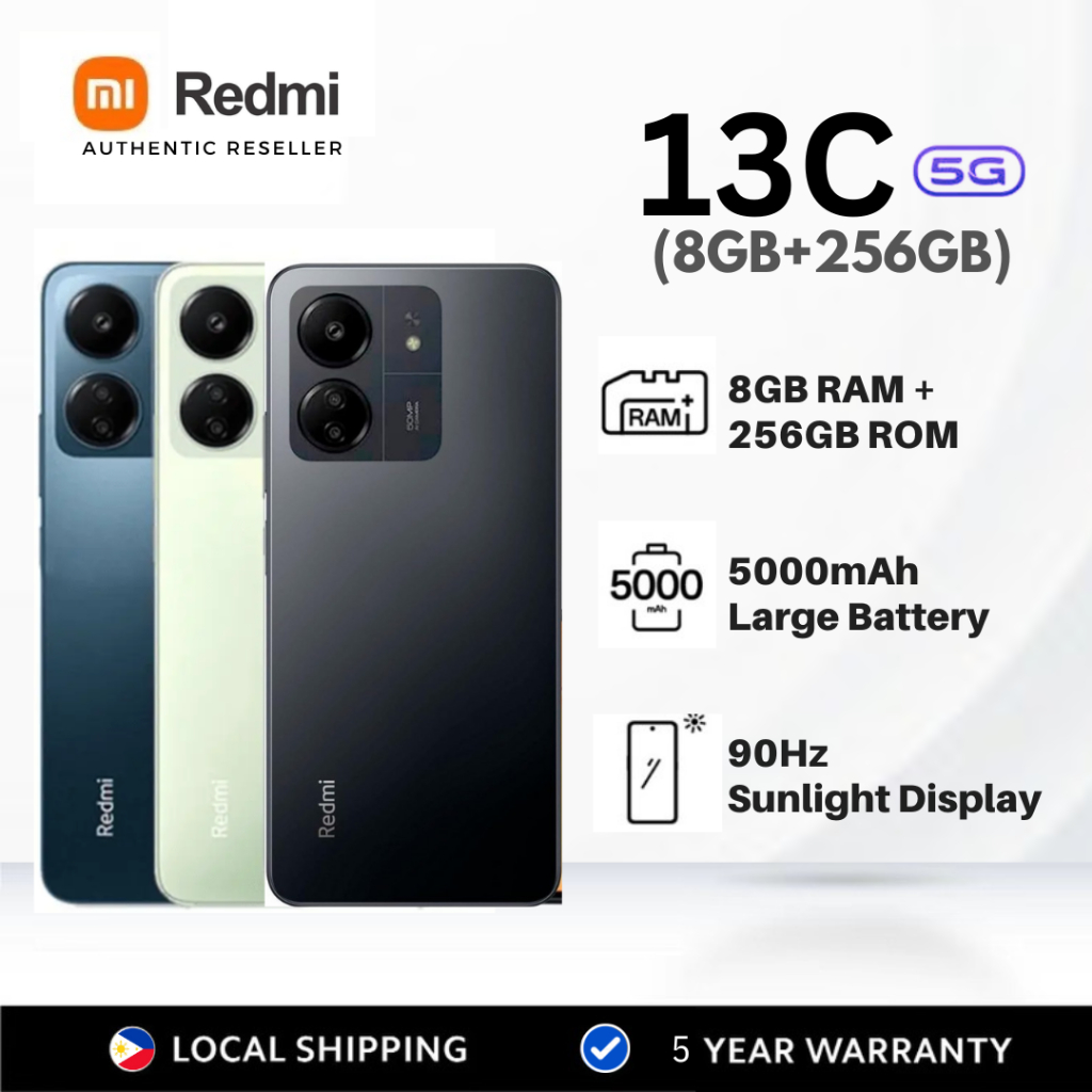 Redmi 13C 5G Smartphone (8GB +256GB) 5000mAh Battery 90Hz Display 50MP ...