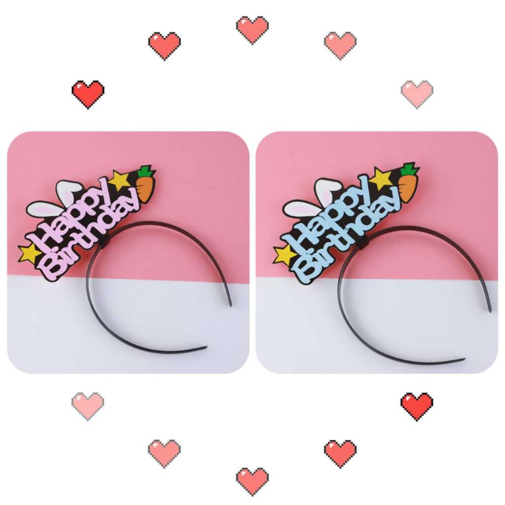 INS style 3D Rabbit ears star radish happy birthday party head band ...