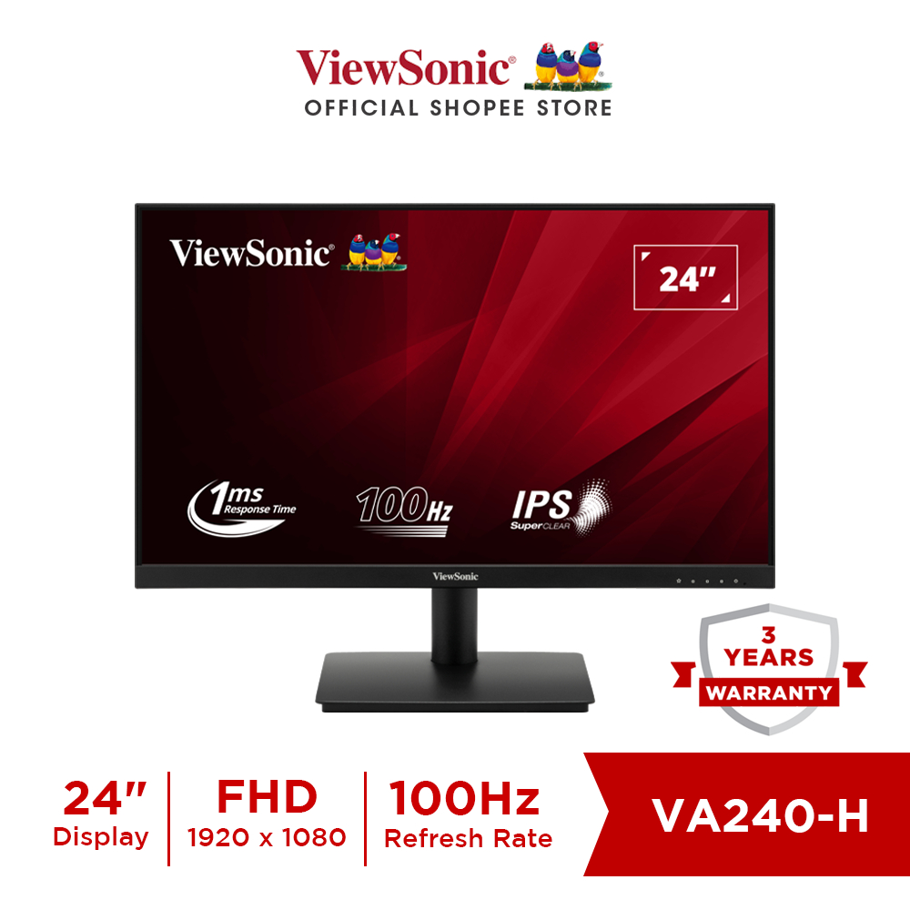 ViewSonic VA240-H 24" FHD 100Hz 1ms IPS Panel Technology Blue Light ...