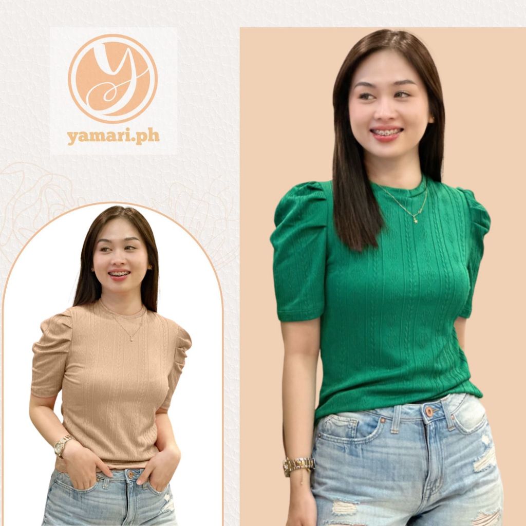 Yamari.PH Puff Sleeves Knitted Top | MAGNOLIA | Shopee Philippines