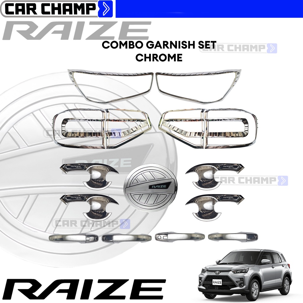Toyota Raize 2022 to 2024 G / Turbo Garnish Combo Set Cover CHROME V1 ...