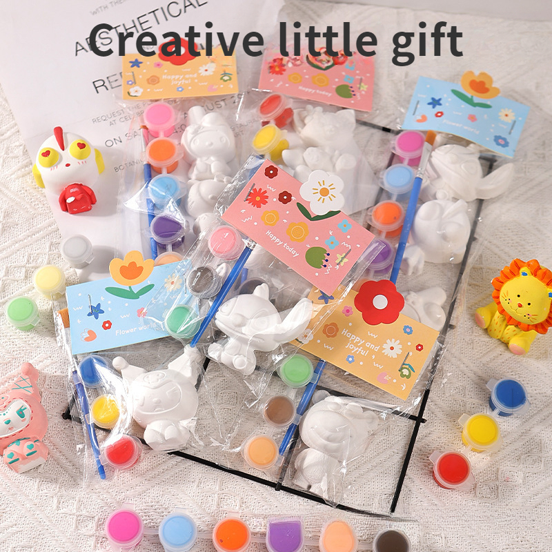 Cartoon painting set plaster doll painting toys for kid hand-painted ...
