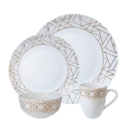 16-Piece Dinner Set Milan Geo Gold, Service For 4 | Shopee Philippines