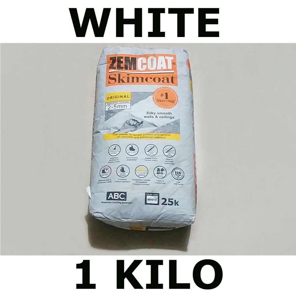 ABC ZEMCOAT SKIMCOAT WHITE COLOR ( TINGI 1 KILO ) SKIM COAT POWDER