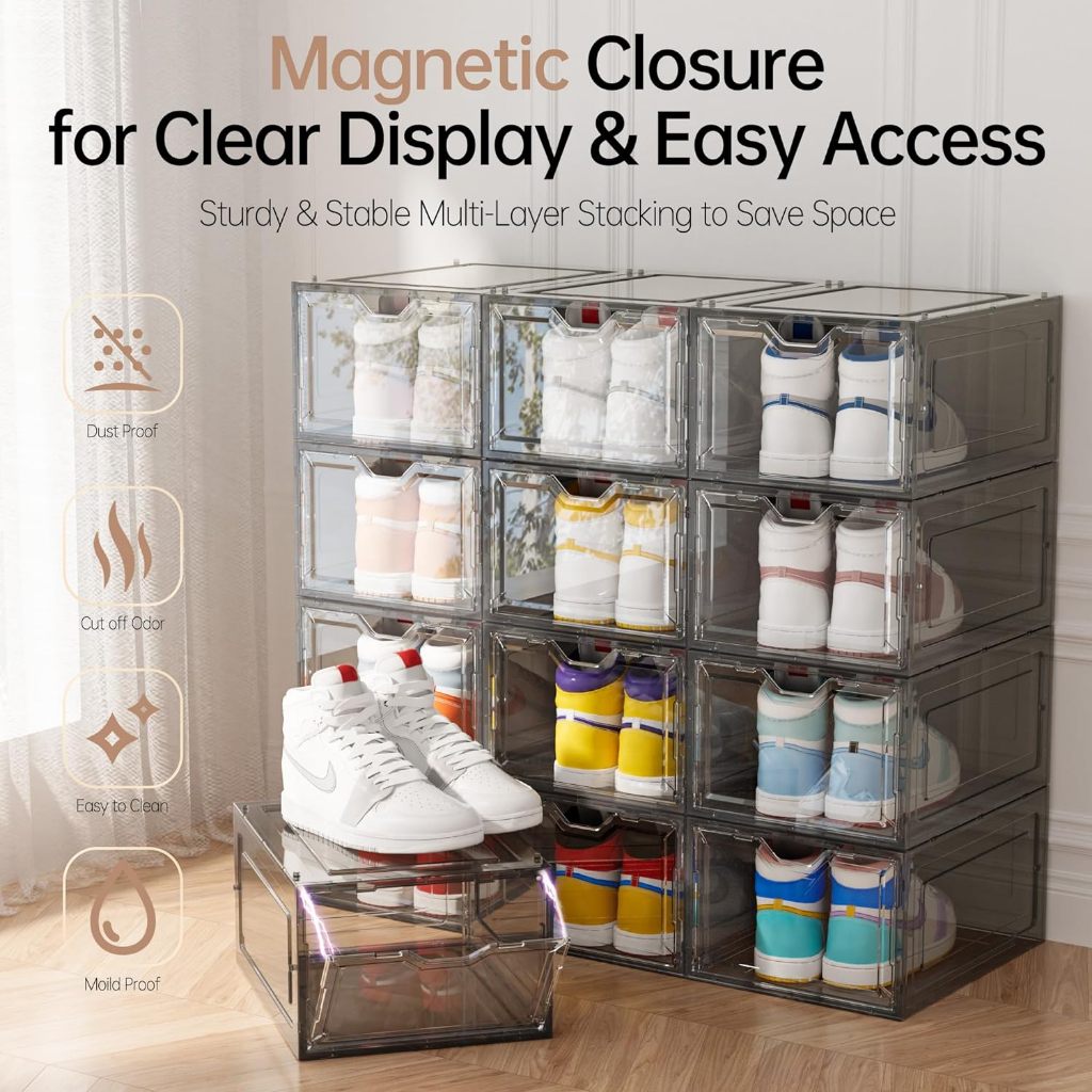 Large size Shoe Box Foldable Drawer plastics Organizer sneakers high ...