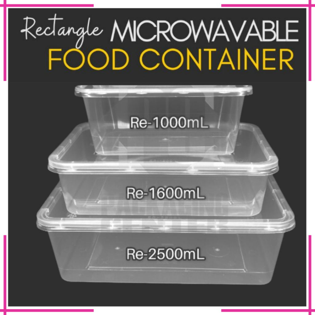 Rectangle Microwavable Food Container RE1600 RE2500 Big Size Party ...