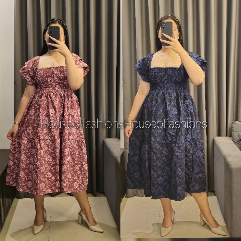 VANGIE PLUS SIZE EMBOSSED BUTTERFLY LONG DRESS BY:HOUSEOFFASHIONS | Shopee Philippines