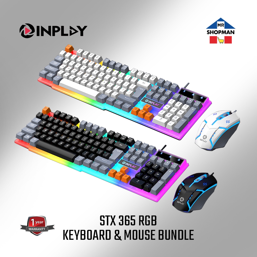 Inplay STX 365 RGB Black / White Keyboard & Mouse Bundle Stx365 ...