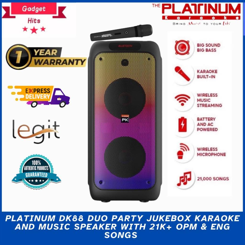 Platinum DK88 Duo Party Jukebox Karaoke and Music Speaker with 23k ...