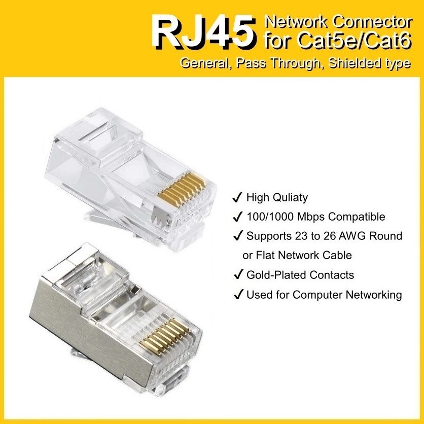 RJ45 Cat5e/Cat6 Network Connectors [Generic/Straight-Through/Steel ...