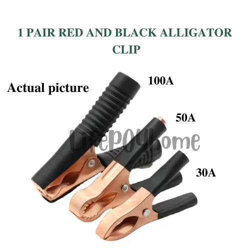 1 PAIR RED AND BLACK 30A 50A 100A ALLIGATOR CLIP ELECTRICAL BATTERY ...