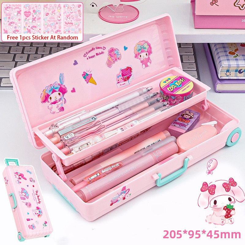 Sanrio Kuromi Melody Stationery Pencil Case Box Creativity Suitcase ...