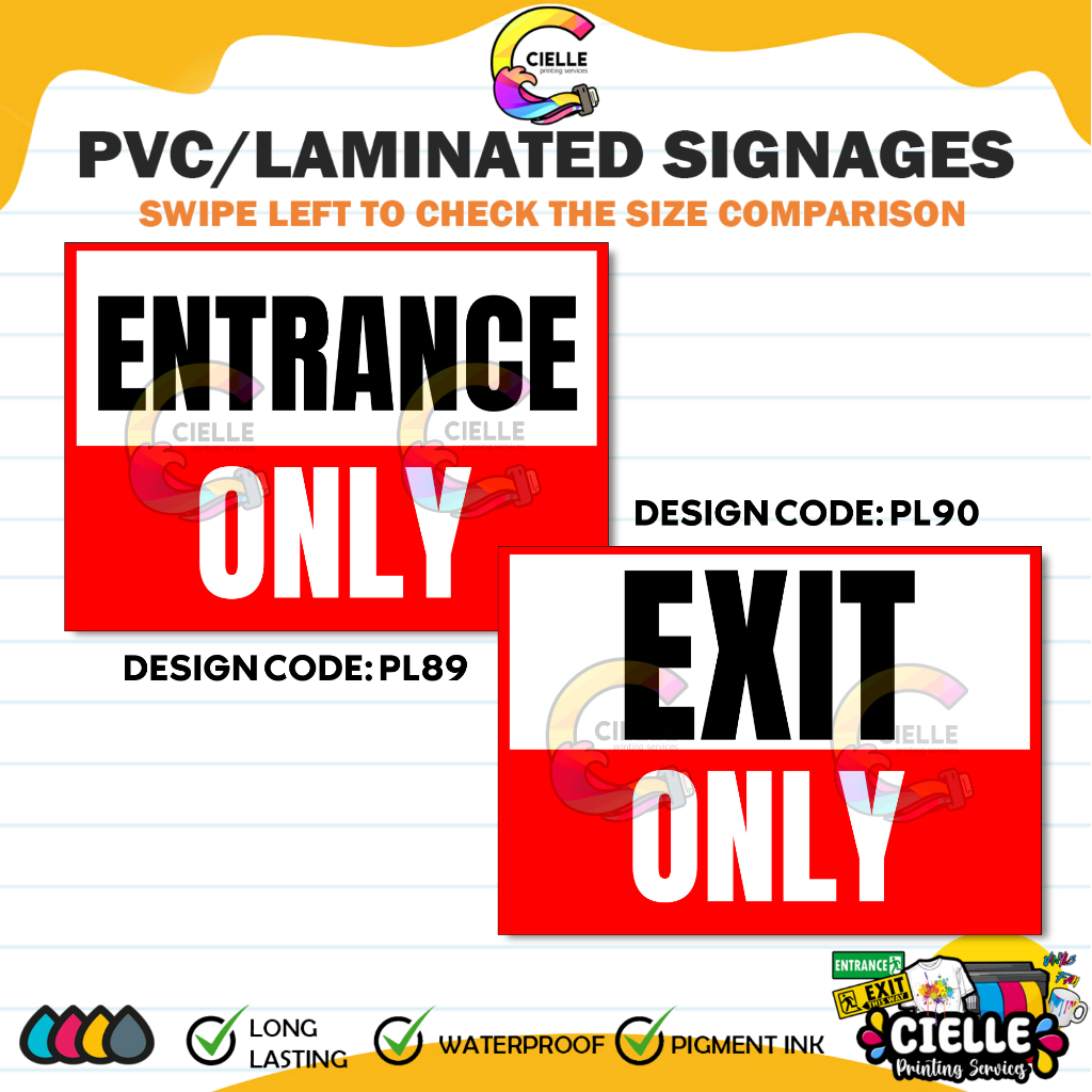 PVC/LAMINATED/STICKER SIGNAGES (PL89&PL90) – ENTRANCE ONLY/ EXIT ONLY ...