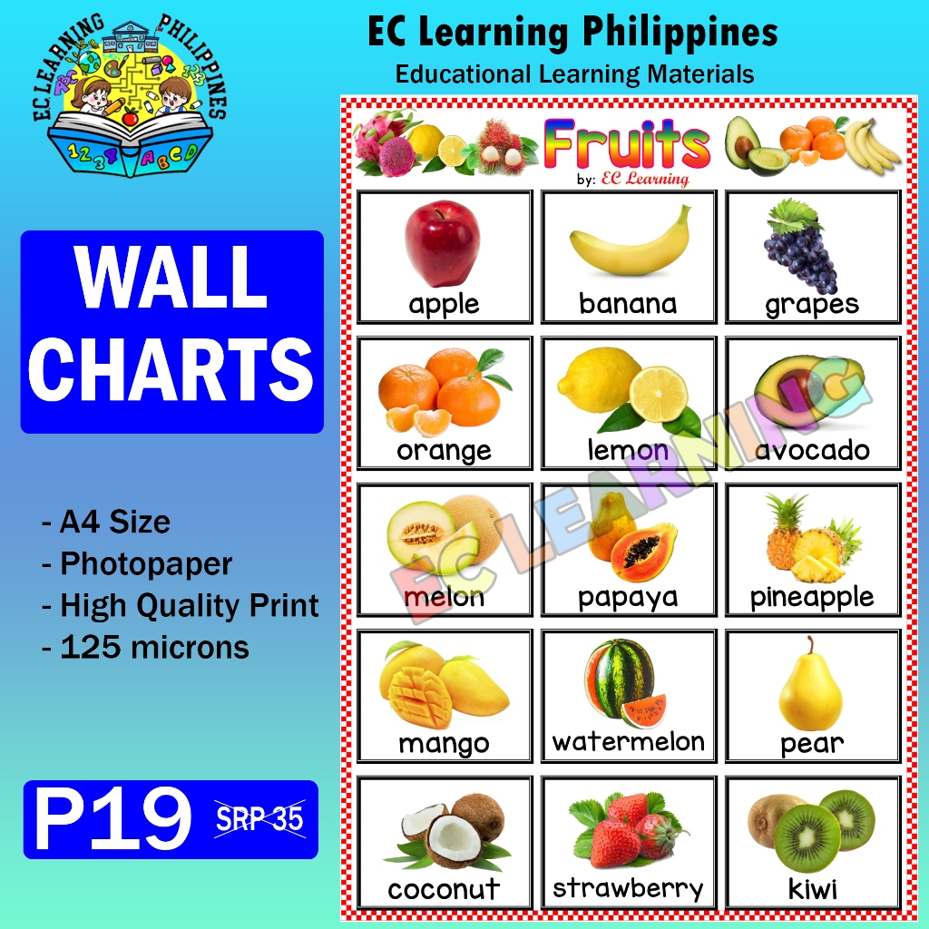 FRUITS Laminated Educational Wall Chart for Kids - EC LEARNING ...