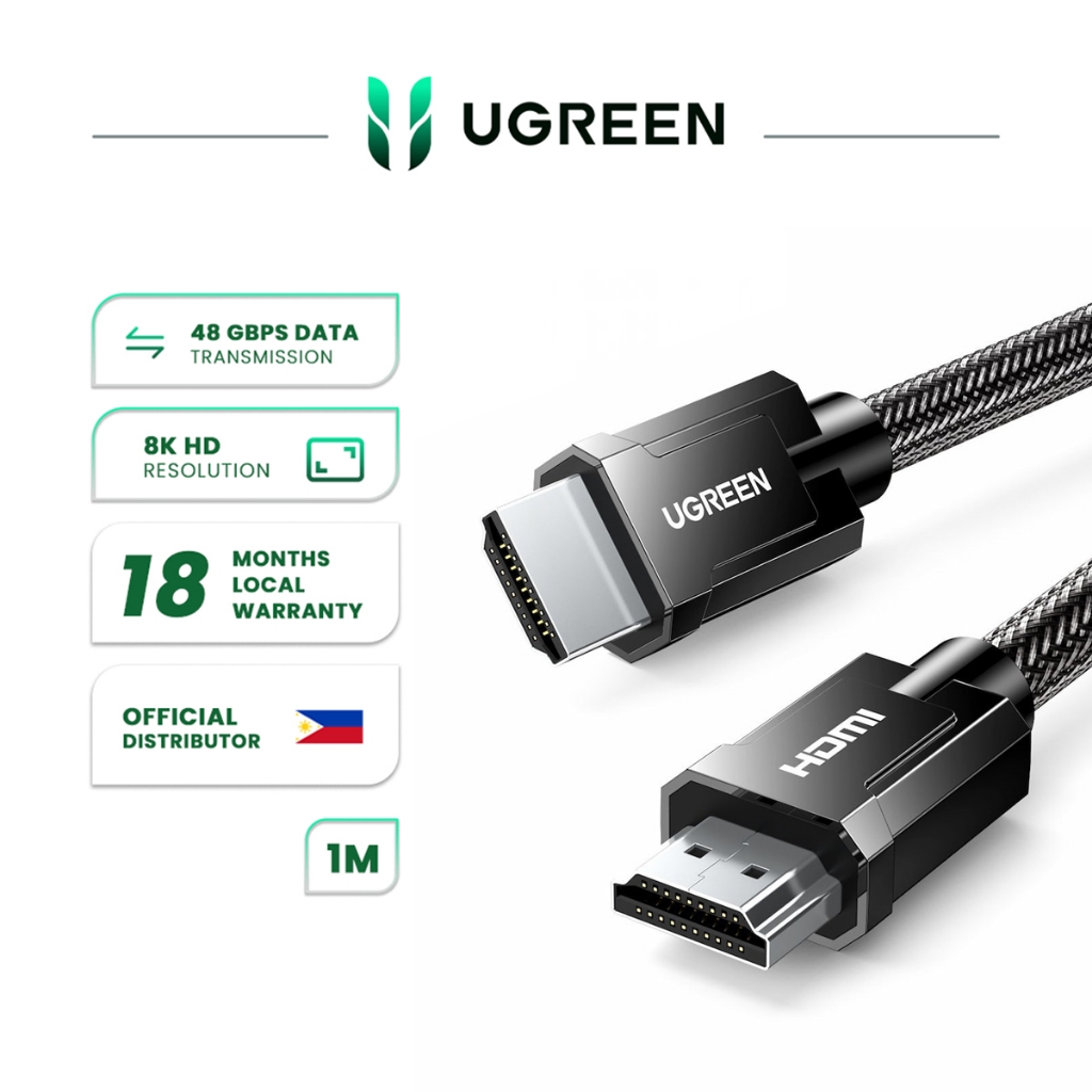 UGREEN 8K HDMI M/M Round Cable Zinc Alloy Shell Braided (Gray) - PH ...