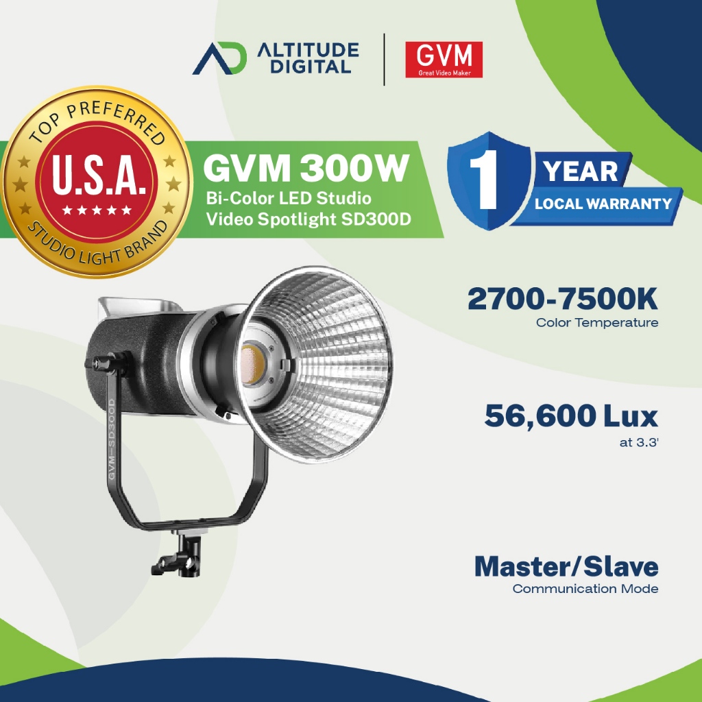 GVM 300W Bi-Color LED Studio Video Spotlight SD300D | Shopee Philippines