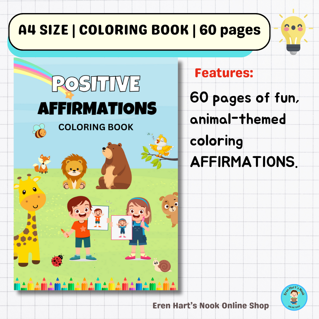COLORING BOOK | ANIMAL THEMED AFFIRMATIONS | A4 SIZE | Shopee Philippines