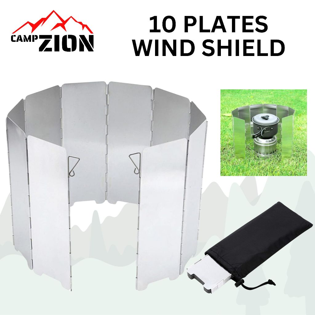 10 Plates Outdoor Stove Windshield Foldable Camping Cooking Plates ...