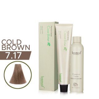 Bremod Premium Hair Dye Cold Brown 7.17 100ml Color With Oxidizer ...
