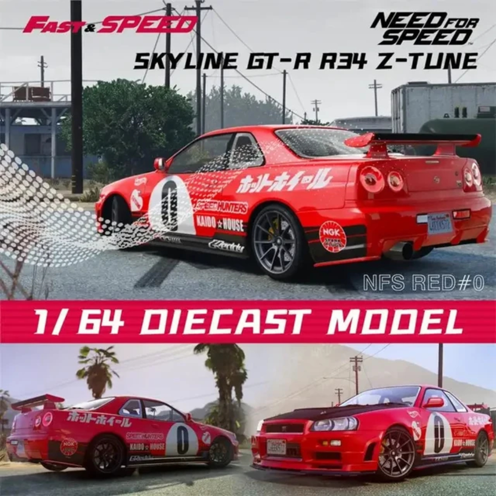 Fast Speed 1/64 Scale Skyline GT-R R34 Z-Tune Need for Speed NFS Red ...