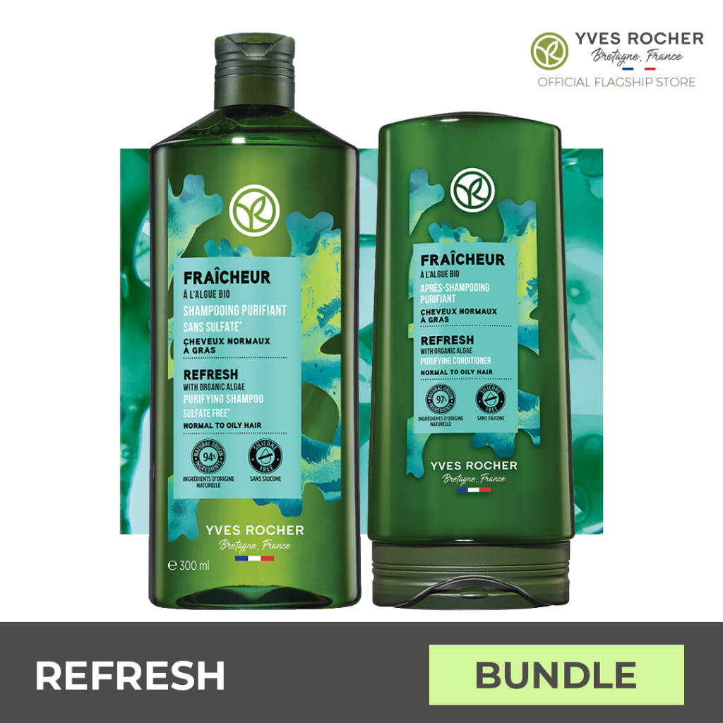 YVES ROCHER Refresh Purifying Shampoo 300ml & Conditioner 200ml for ...