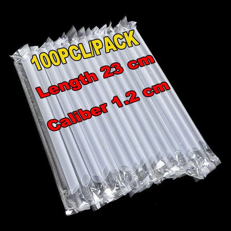 100pcs Plastic Straw Individually Wrapped Pointed Sago Straw and Shakes ...