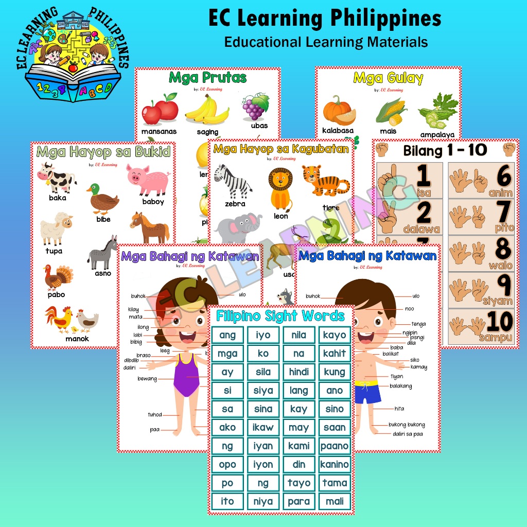 TAGALOG Wall Chart Laminated EC LEARNING Poster | Shopee Philippines