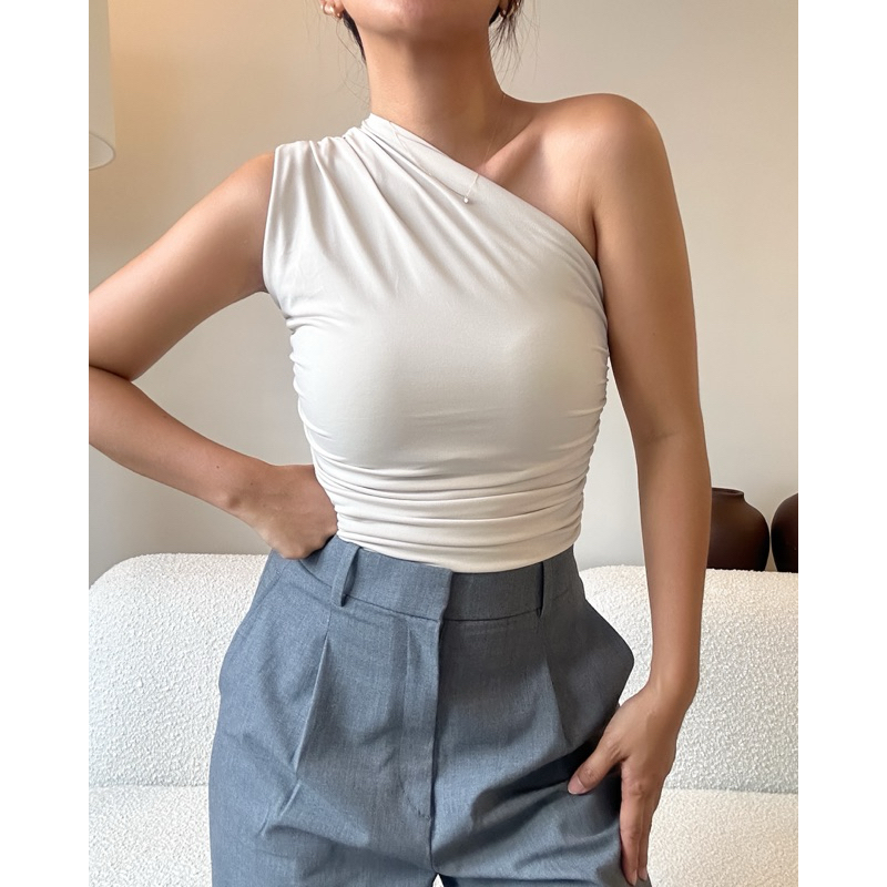 House of Lulu | PALOMA One Side Shoulder Ruched Side Top | Shopee ...