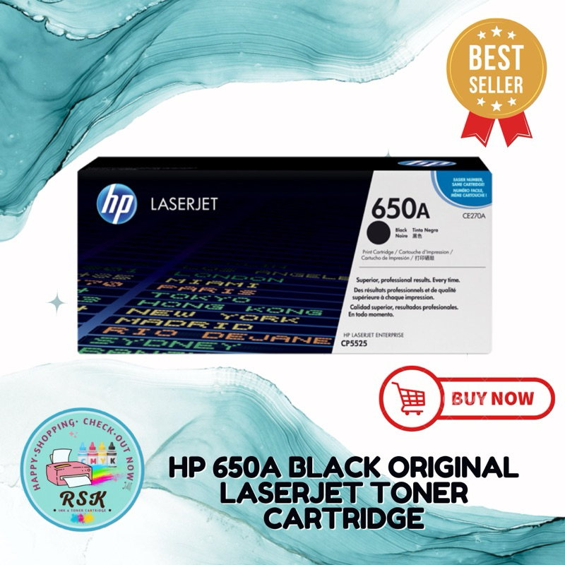 HP 650A Black (CE270A) Original LaserJet Toner Cartridge | Shopee ...