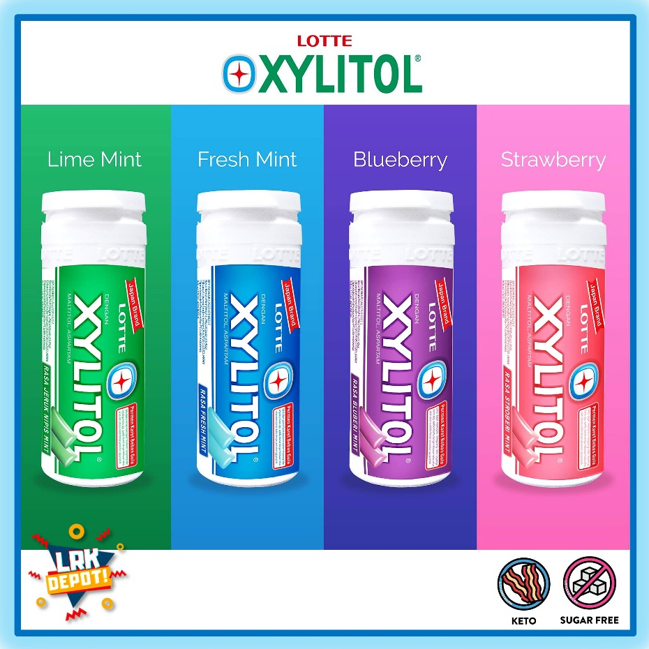 Lotte Xylitol Tube Chewing Gum (Lime / Fresh / Blueberry / Strawberry Mint Flavor) Sugar Free ...