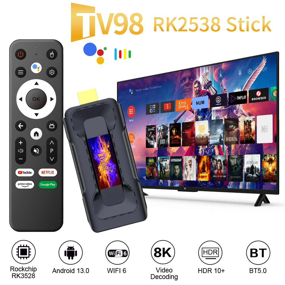 TV98 RK3528 Stick 2+16GB 8K UHD Android 13 Smart TV Stick 5G WiFi 6 ...