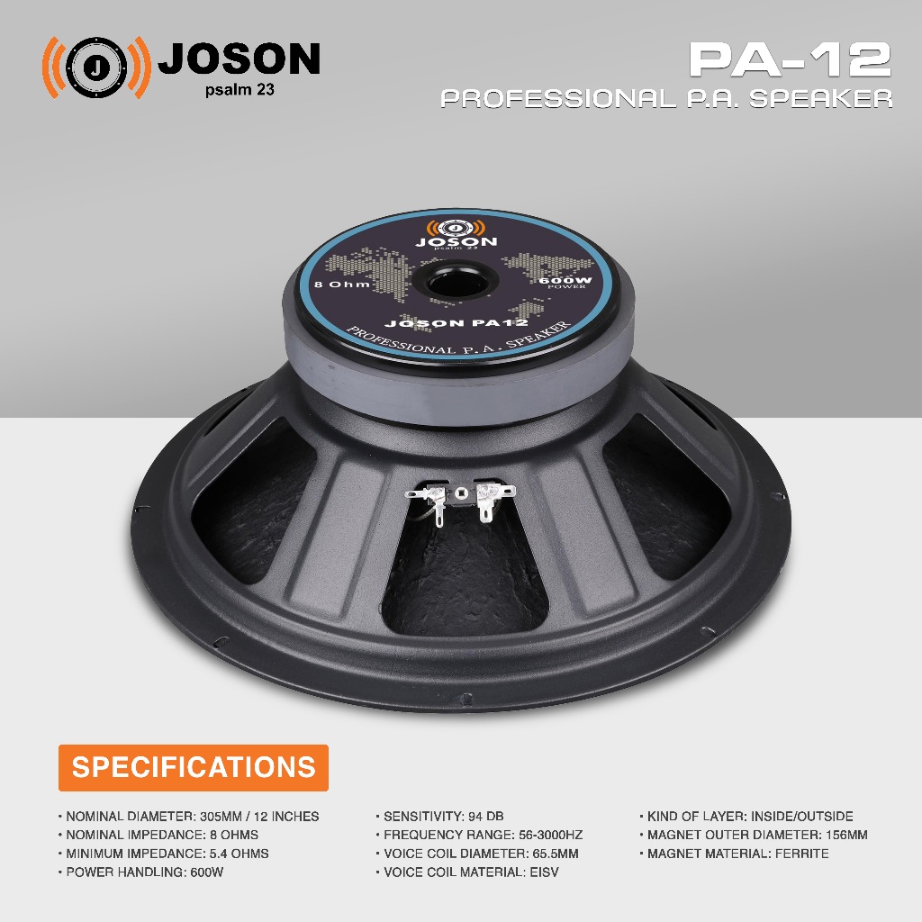 Joson PA-12 Professional Instrumental Full Range Speaker | Shopee ...